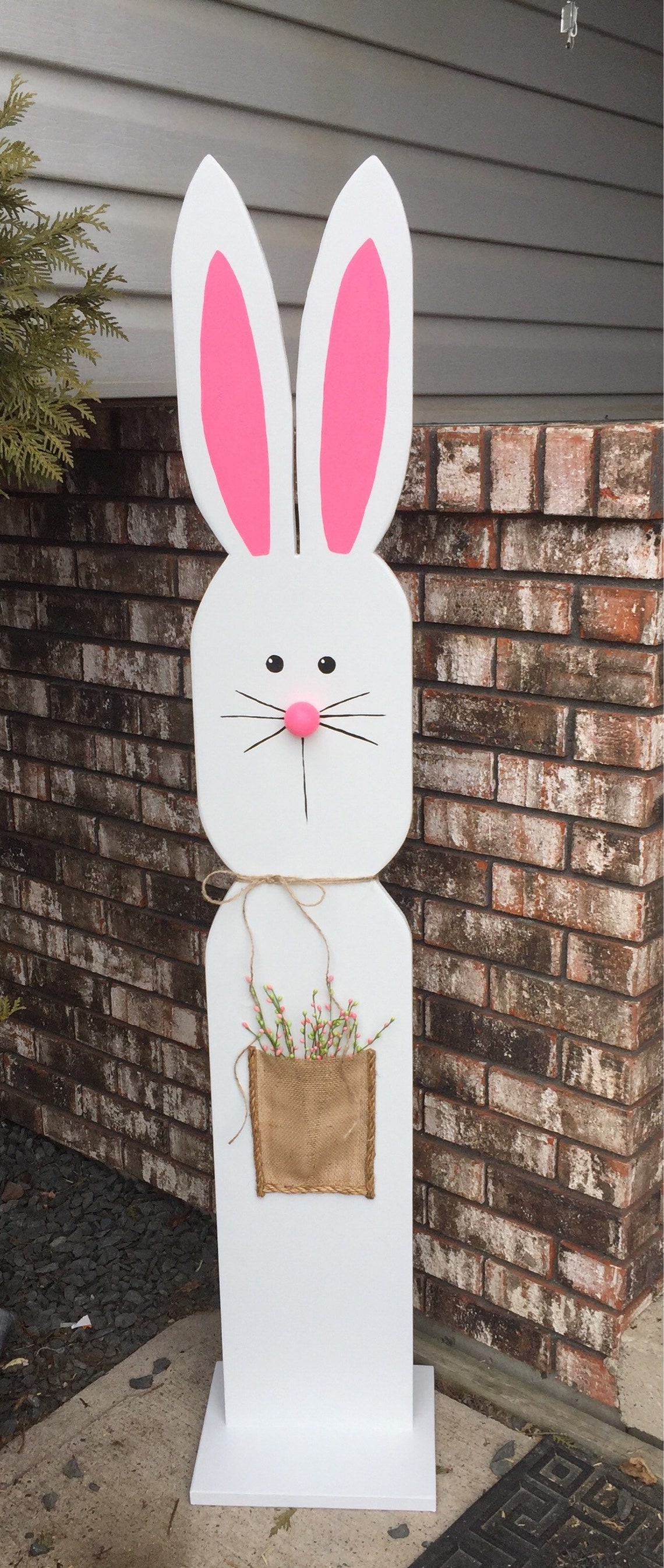 Large White Wooden Bunny Stand/large Wooden Easter - Etsy