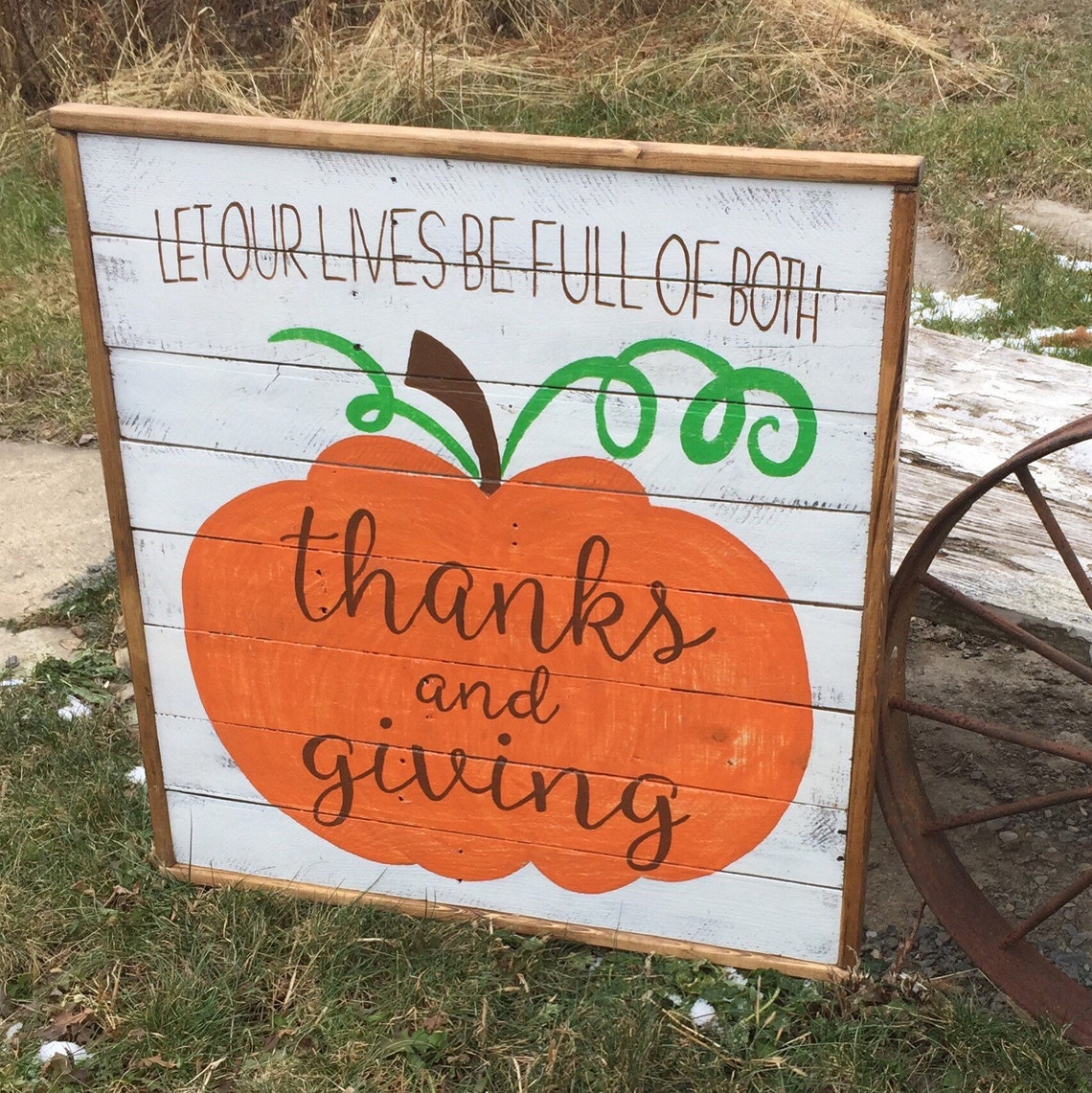Large Thanks and Giving Rustic Wooden Sign /rustic Thanksgiving Sign ...