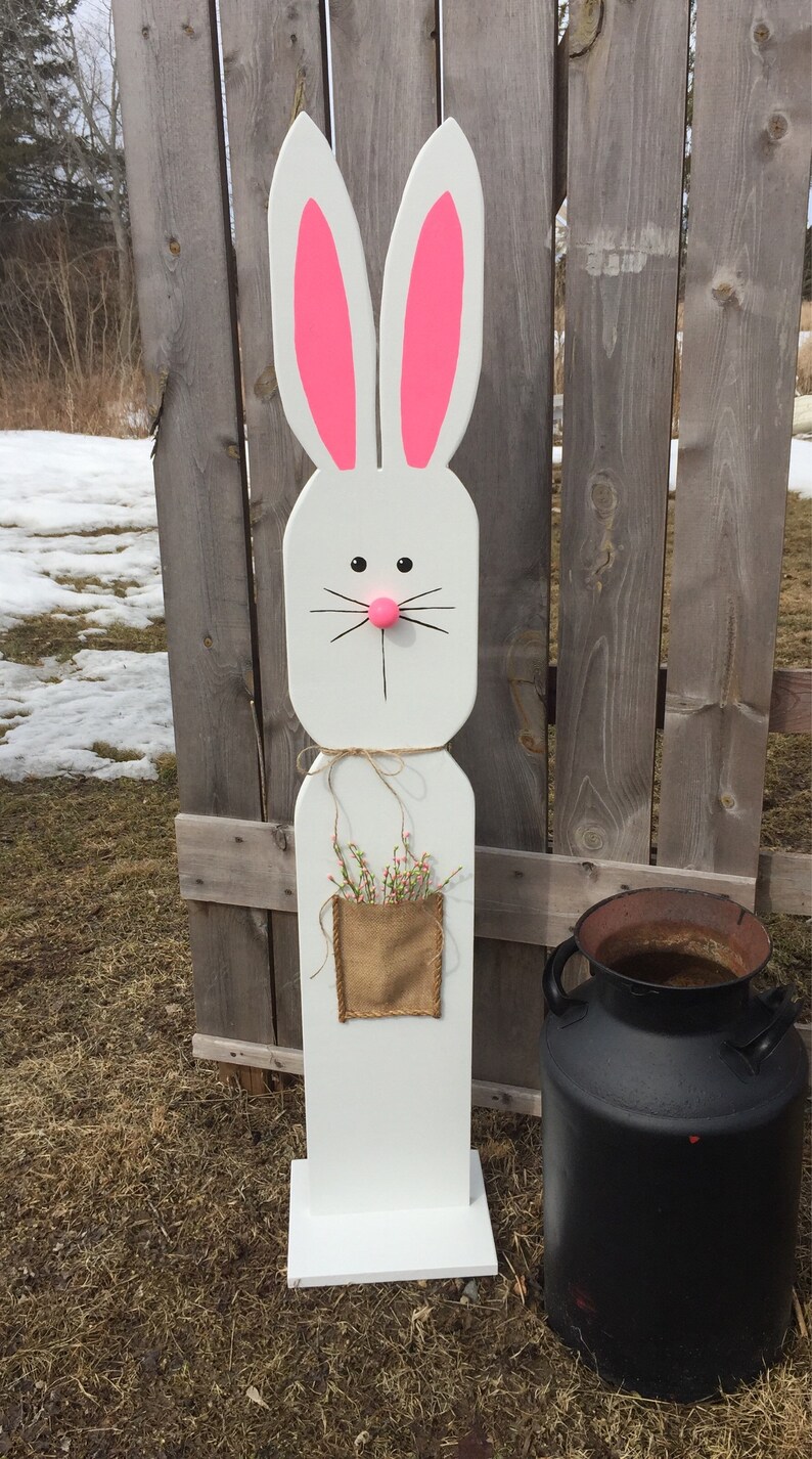 Large White Wooden Bunny Stand/large Wooden Easter Bunny/spring Decor ...