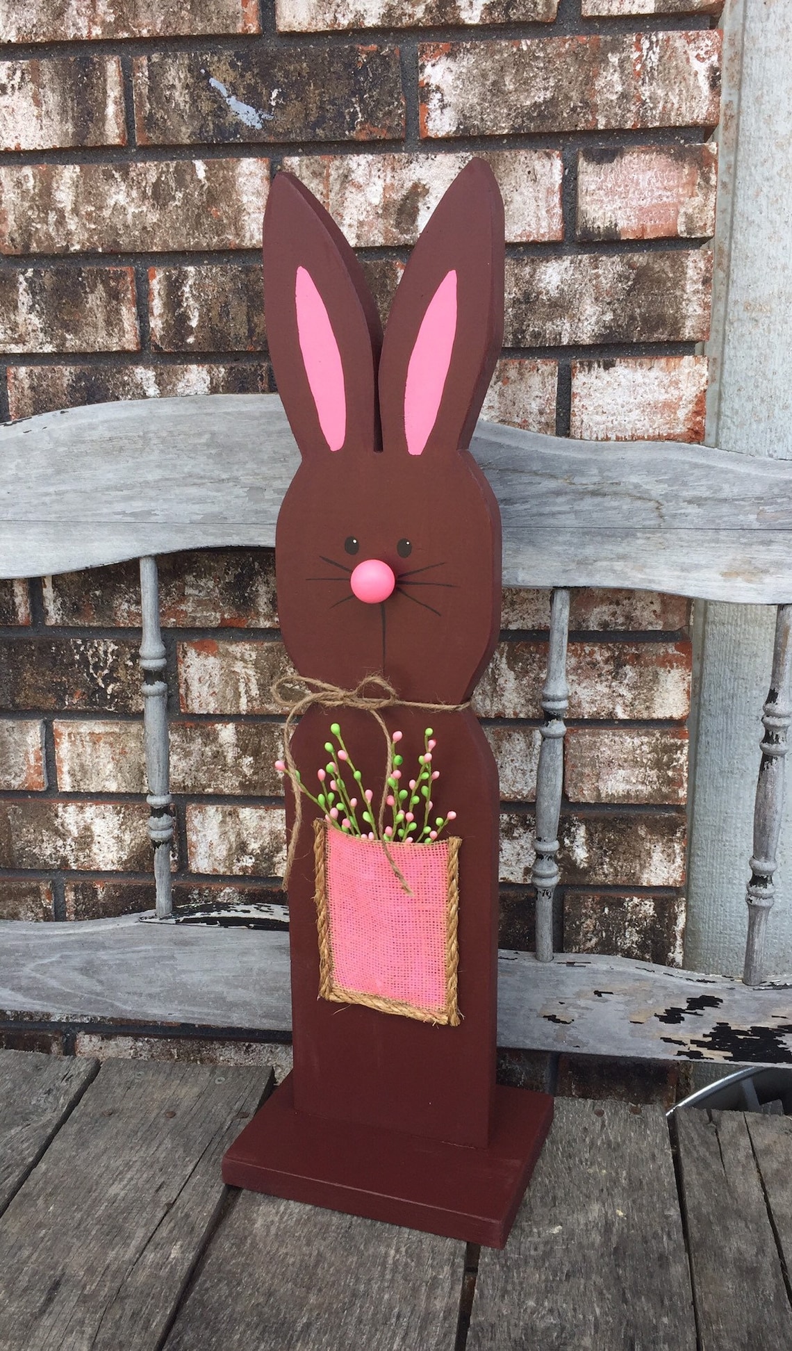 Chocolate Wooden Bunny Stand / Wooden Easter Bunny / Spring | Etsy