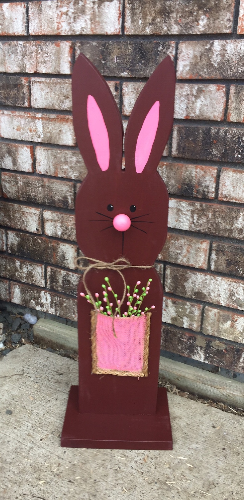 Chocolate Wooden Bunny Stand / Wooden Easter Bunny / Spring Decor ...