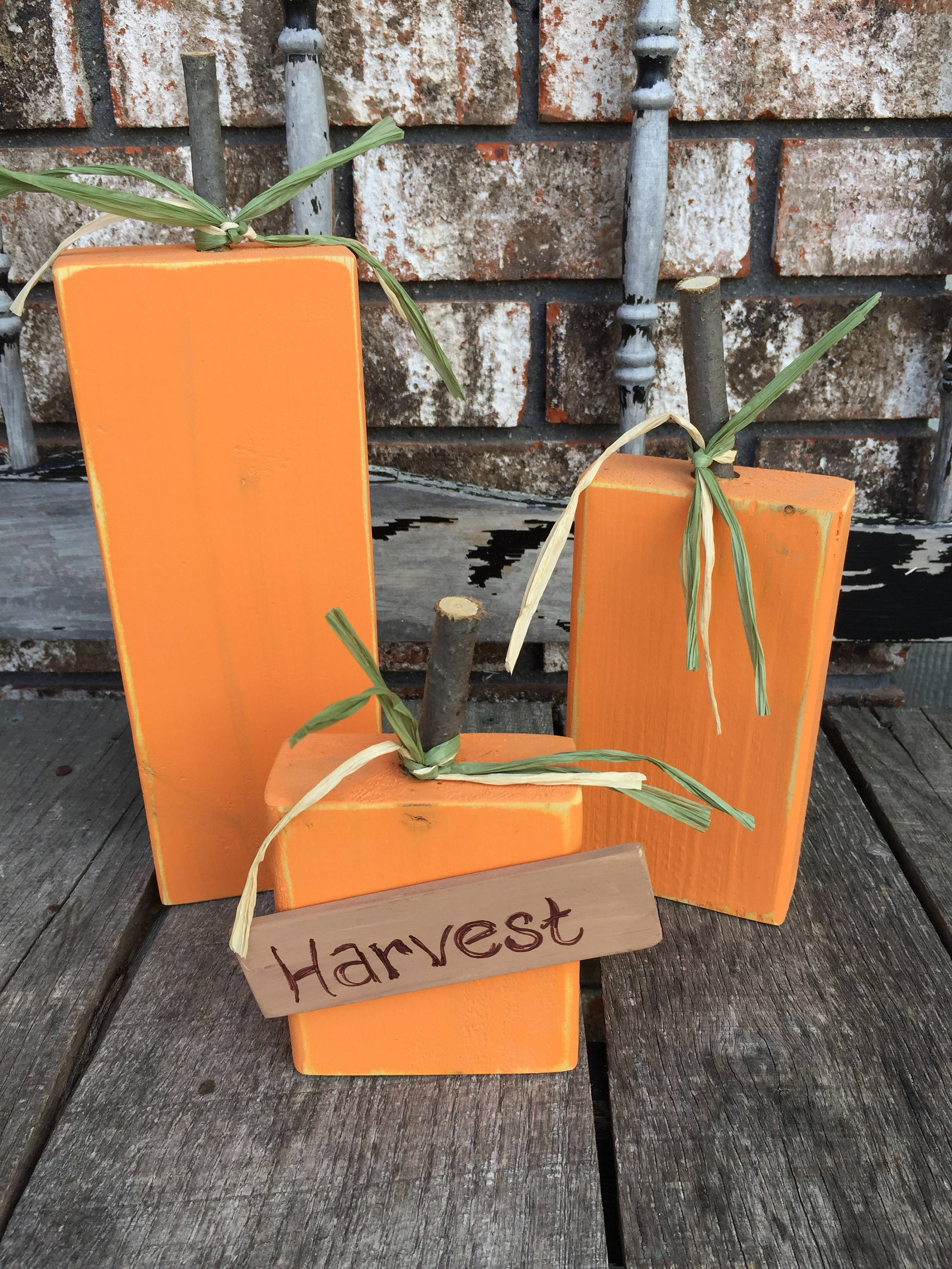 Wooden Pumpkins / Pumpkin Blocks / 3 Pc Set / Fall Decor / - Etsy