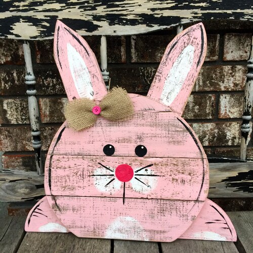 Reclaimed Wood Bunny Sign/wooden Bunny/easter Bunny/easter - Etsy