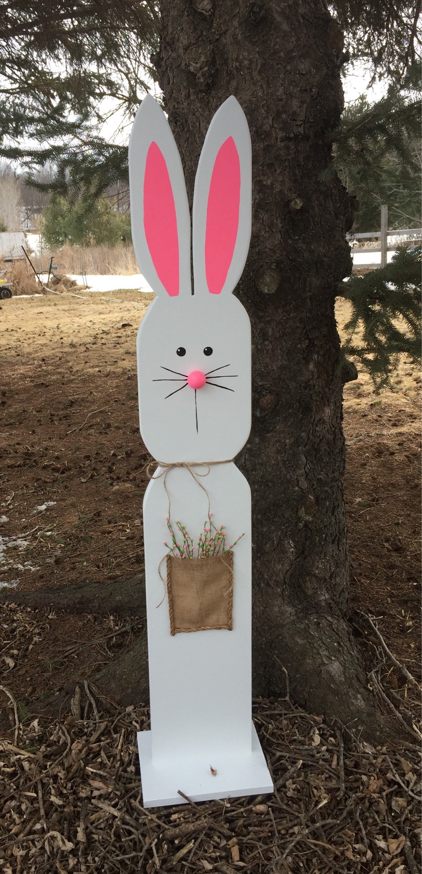 Large White Wooden Bunny Stand/large Wooden Easter - Etsy