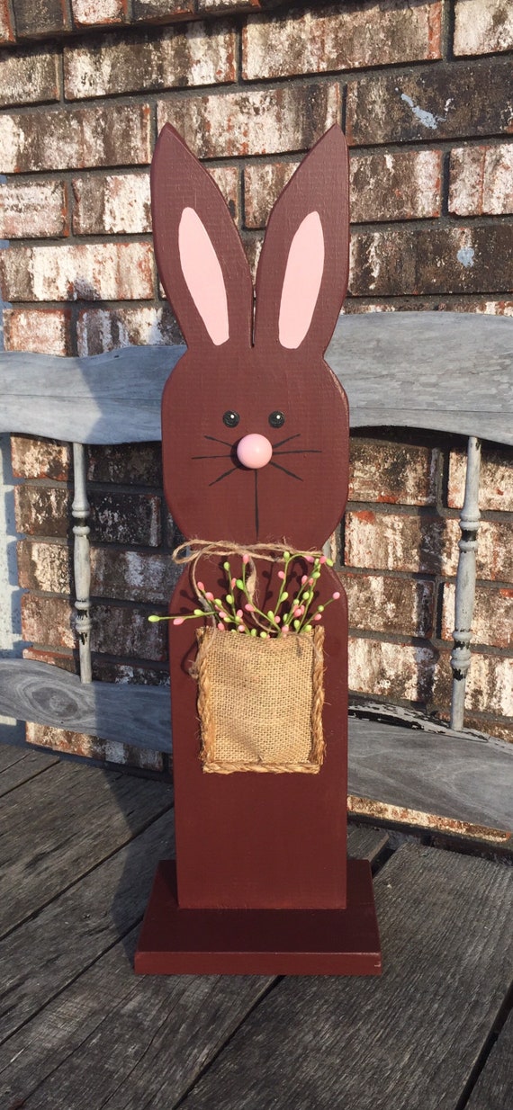 Chocolate Wooden Bunny Stand / Wooden Easter Bunny / Spring | Etsy