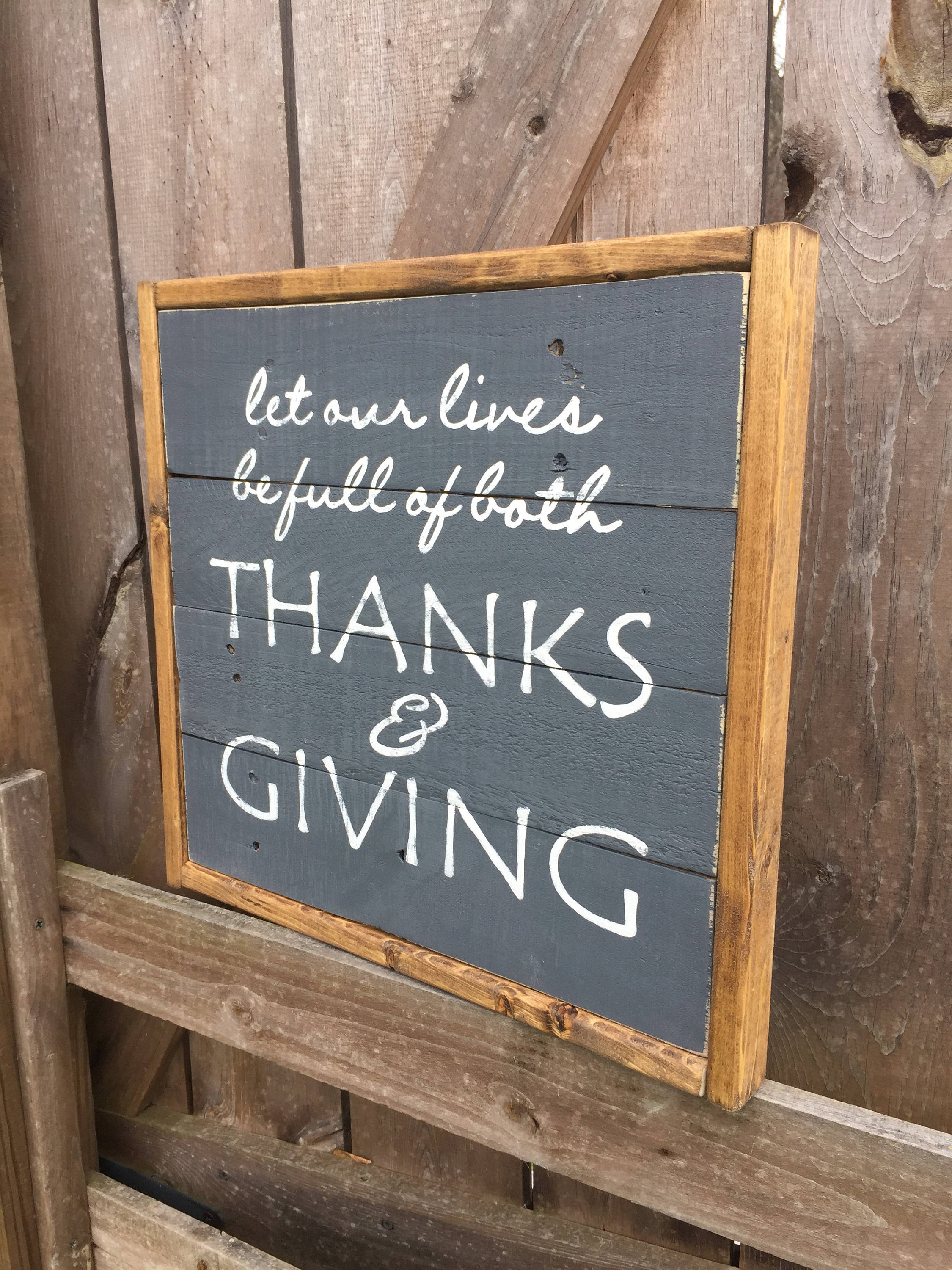 Thanks and Giving Wooden Sign/framed Rustic Wooden Sign/thanks | Etsy