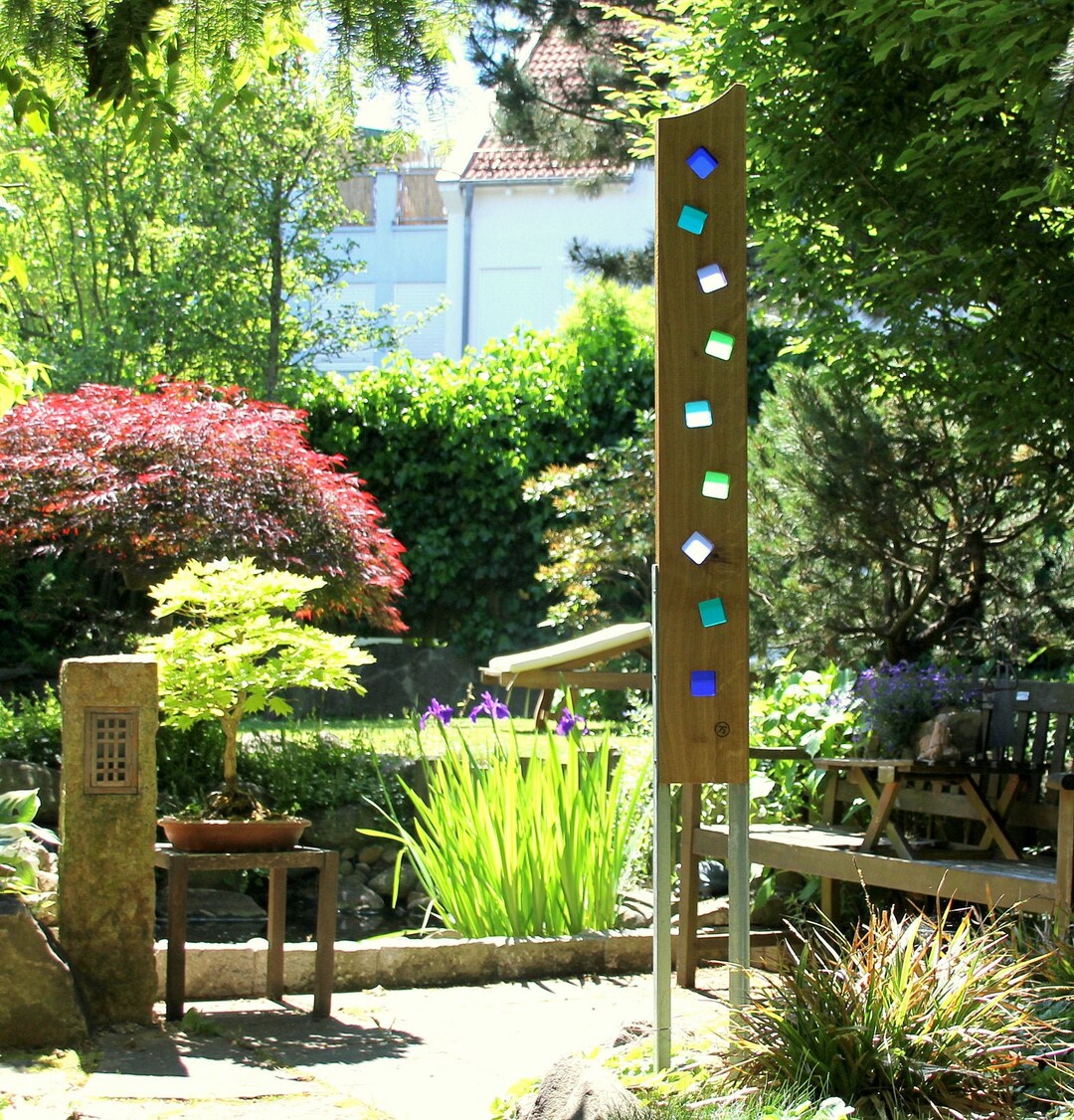 Garden Sculpture Made of Wood and Glass. A Unique, Handmade, and ...
