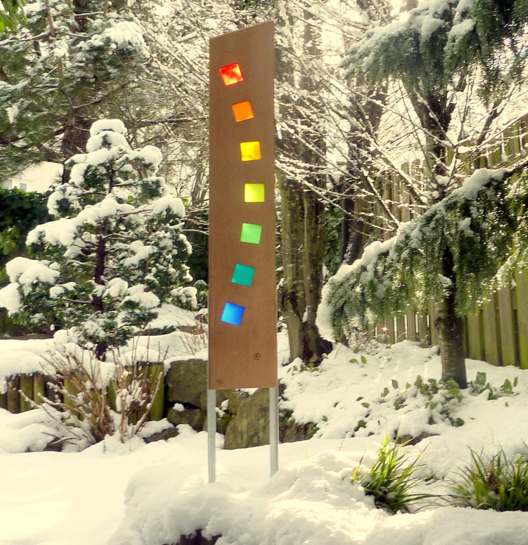 Garden Sculpture of Wood and Glass - Etsy