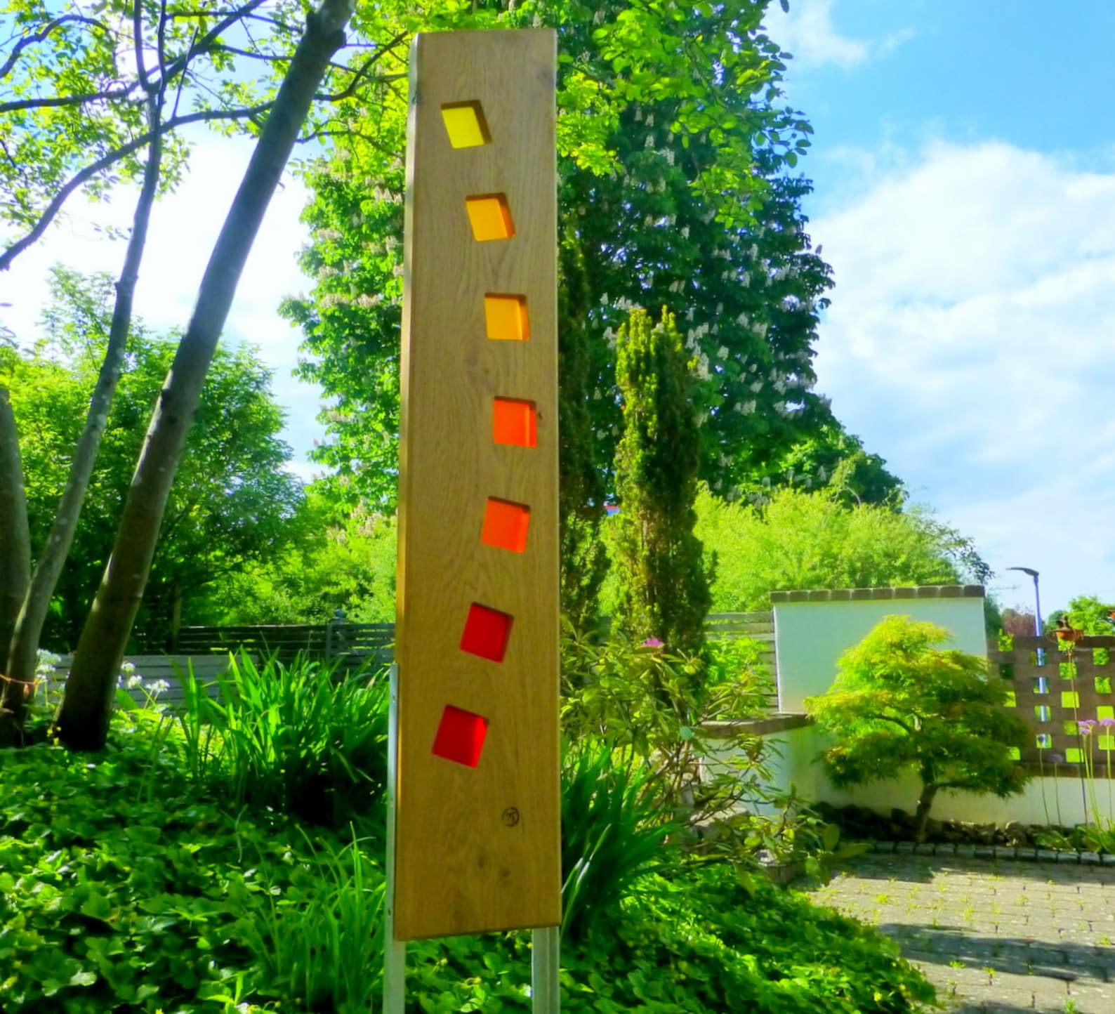 Garden Sculpture of Wood and Glass - Etsy
