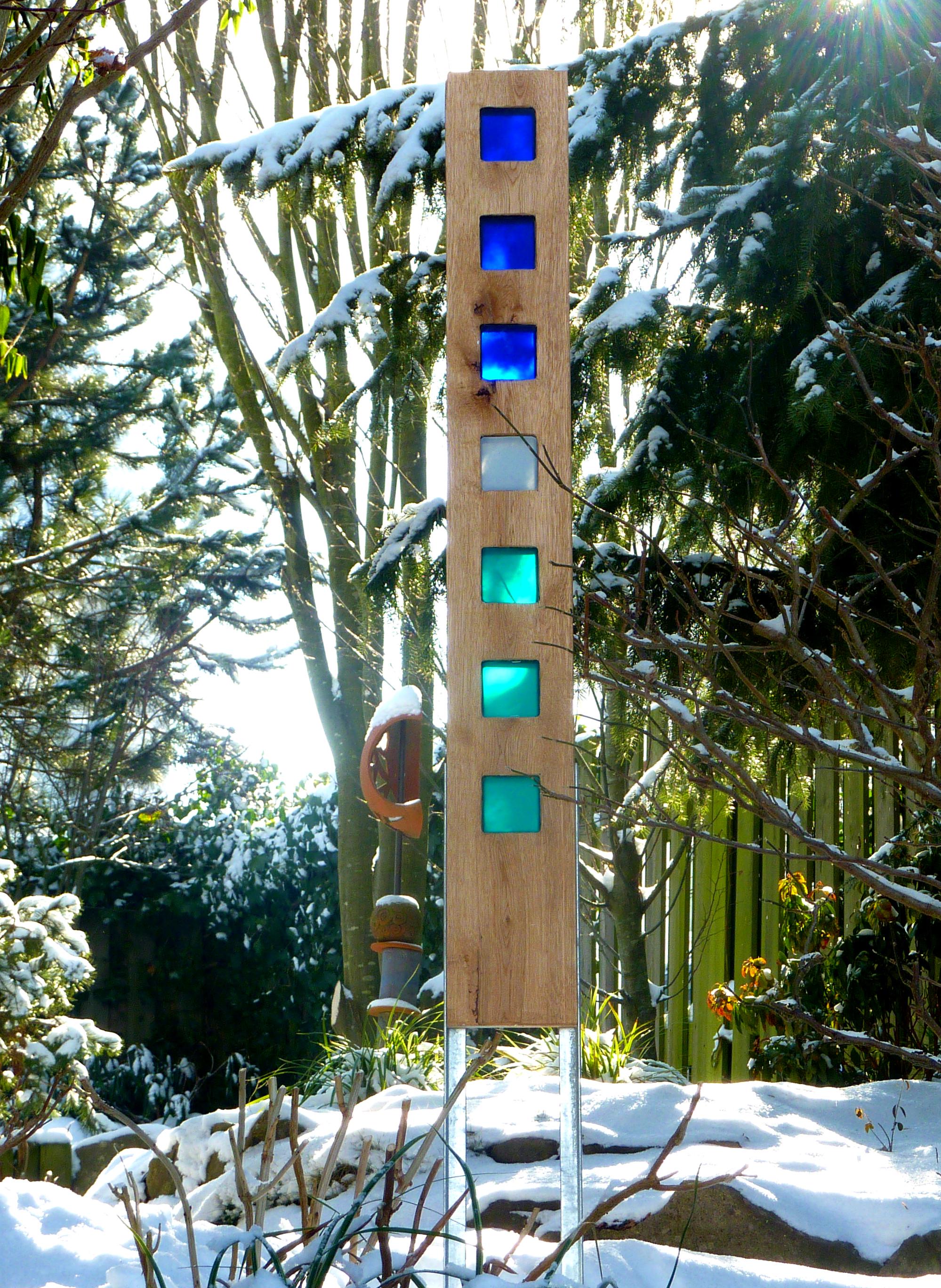 Garden Sculpture Made of Wood and Glass. A Unique, Handmade, and ...