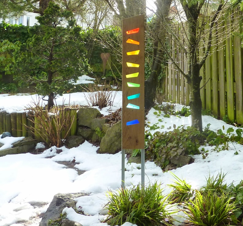 Garden Sculpture Made of Wood and Glass. A Unique, Handmade, and ...