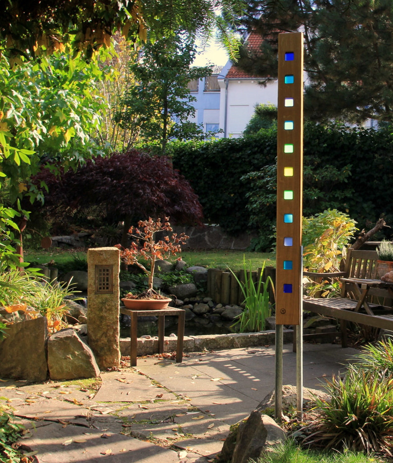 Garden Sculpture Made of Wood and Glass. A Unique, Handmade, and ...