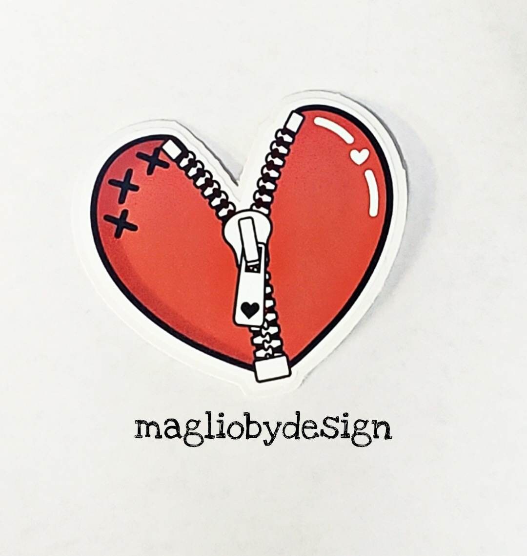 Zipper Heart Decal Chd Decal Heart Warrior Decal - Etsy