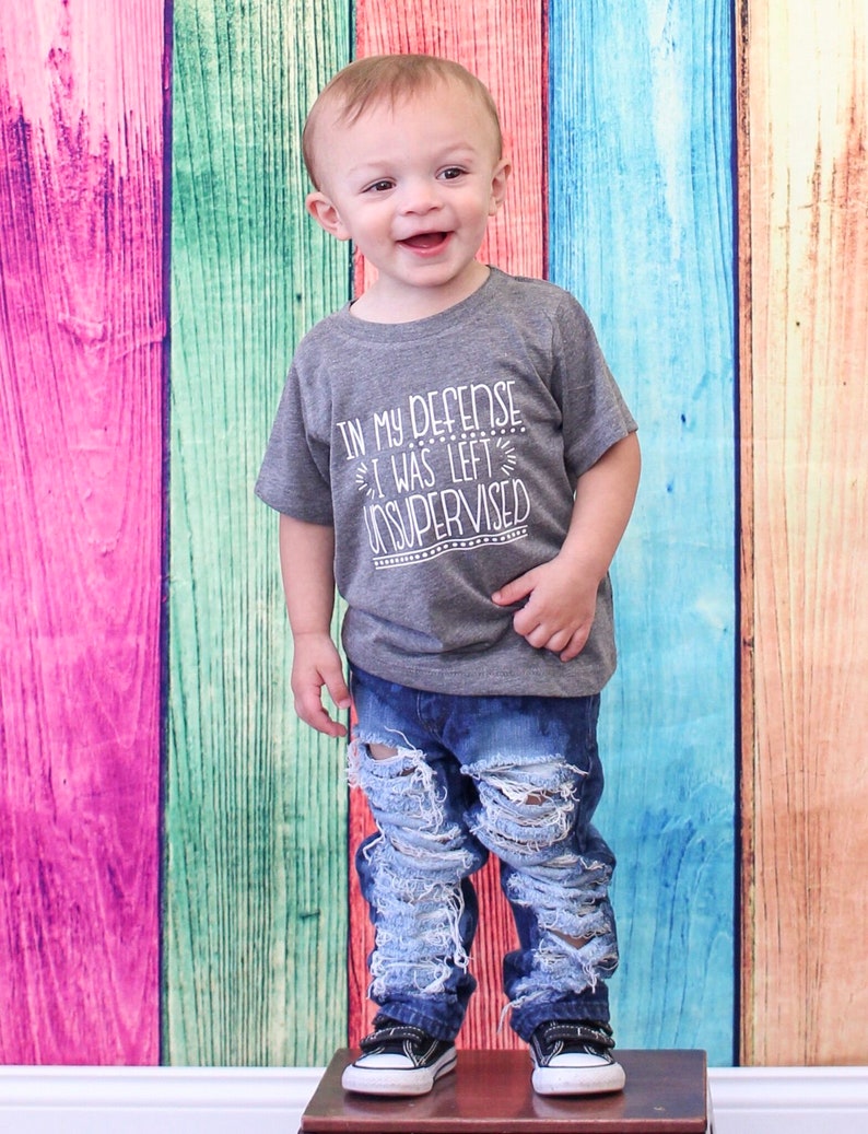 In My Defense I Was Left Unsupervised Tee Funny Toddler - Etsy