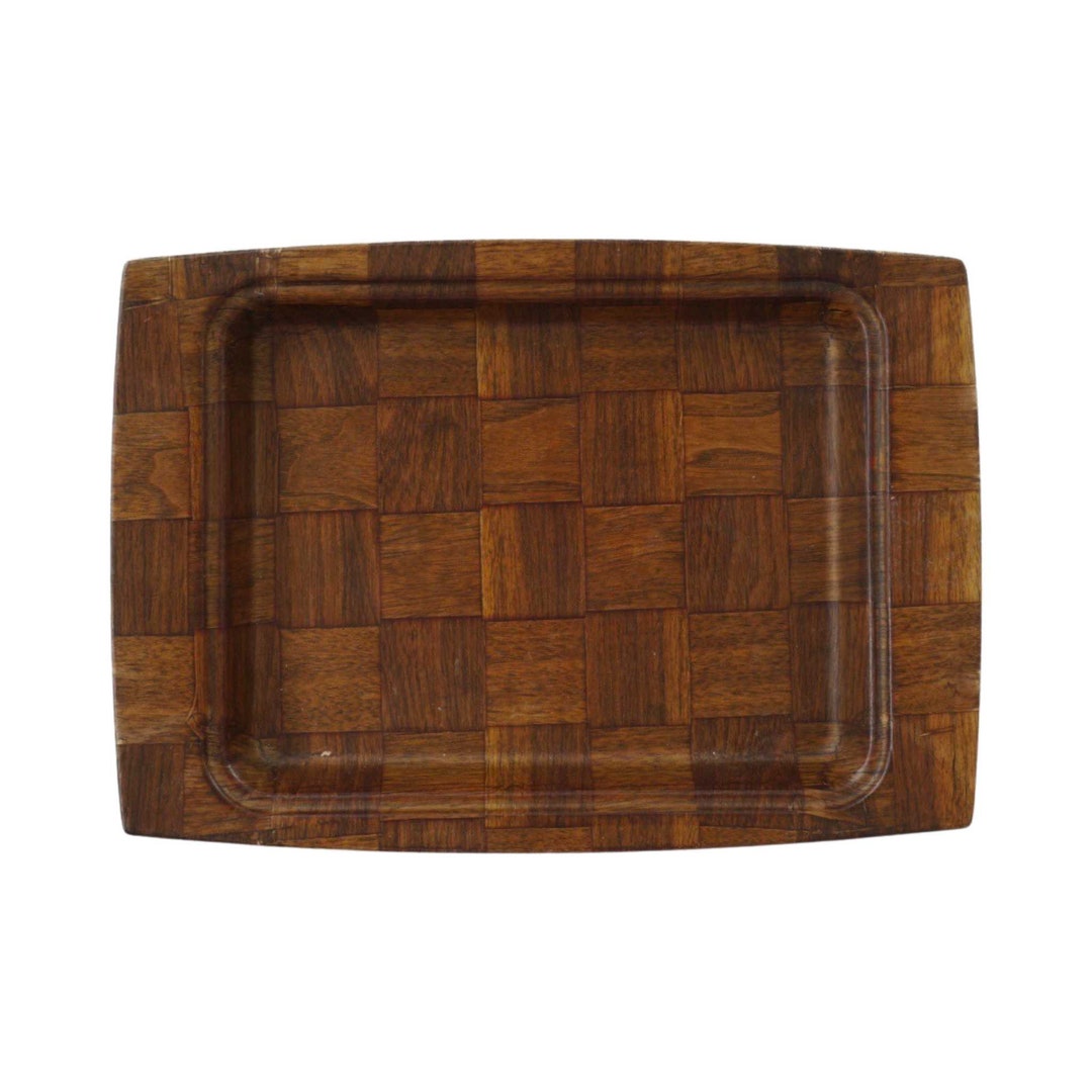 Checked Wood Tray by Swanson, 1970s - Etsy