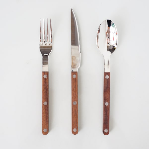 Wooden Handle Cutlery Set - Etsy