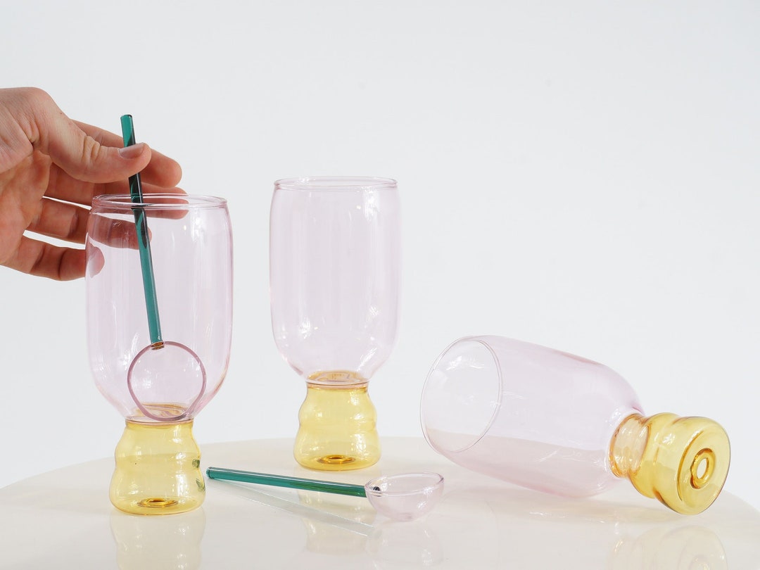 Pink Cocktail Glass & Stirrer Set - Etsy