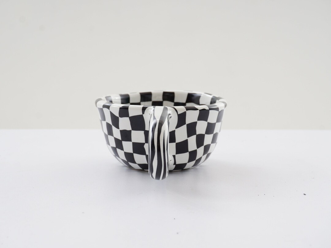 Black Checked Mug - Etsy