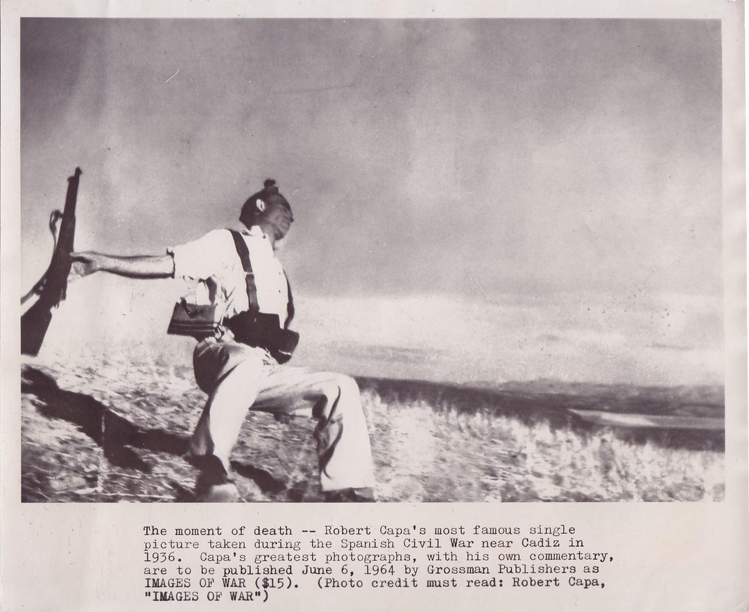 Robert Capa Press Photo, Falling Soldier, Photojournalism War ...