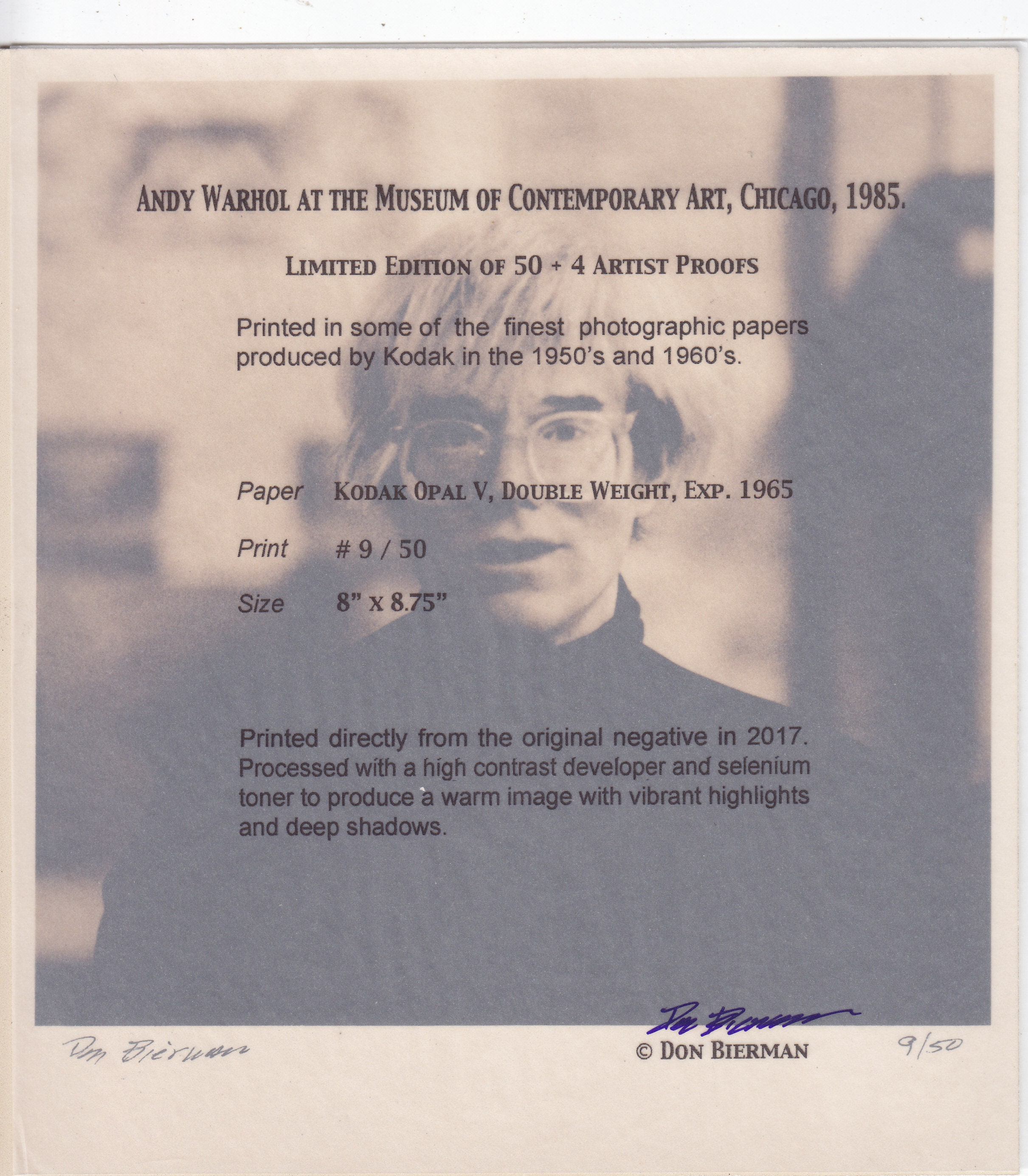 Andy Warhol Photo SIGNED by Don Bierman Original Photograph - Etsy