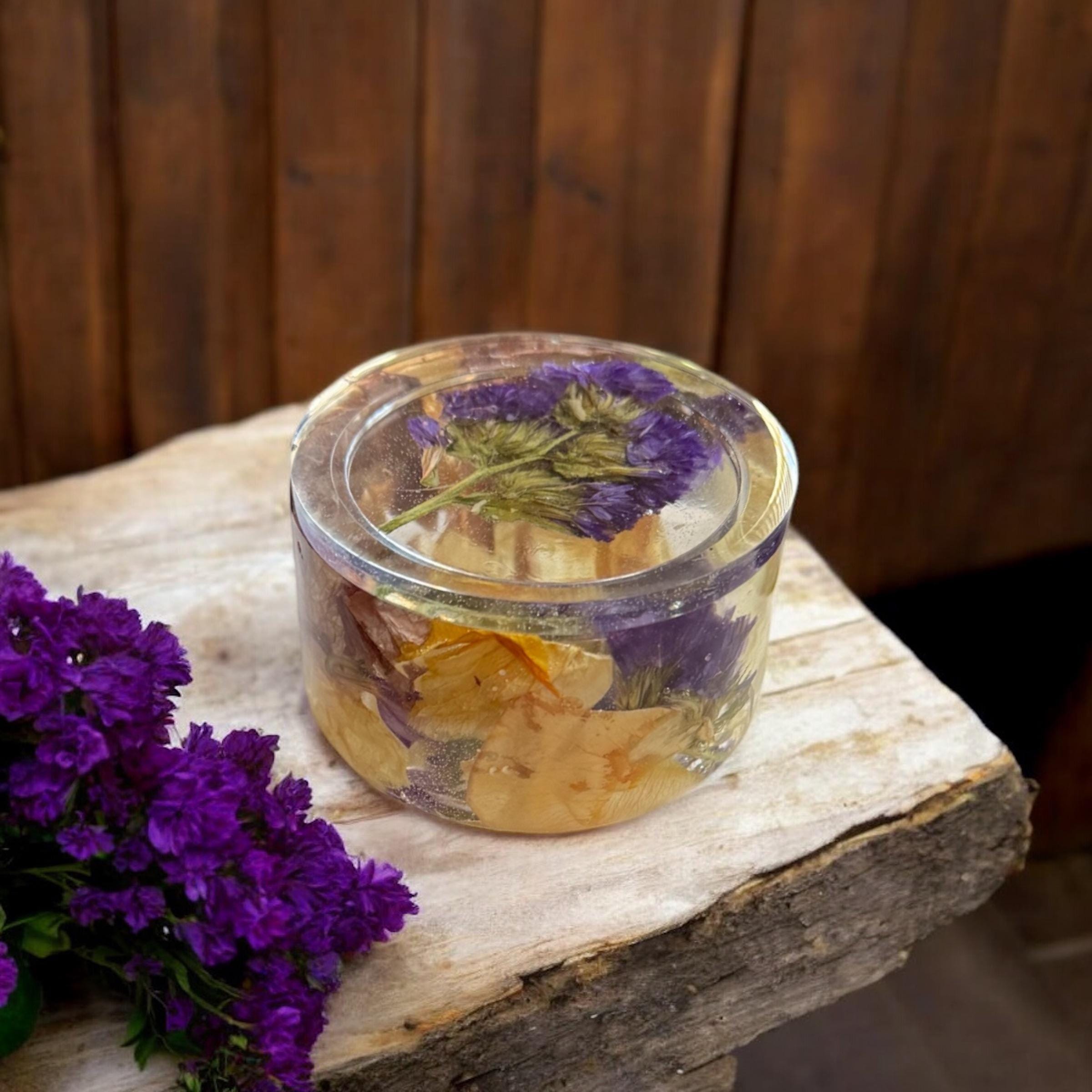 Custom Pressed Flower Resin Memorial Jar: Bereavement Gift, Funeral ...