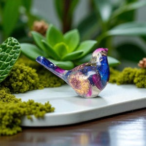 Custom Floral Resin Bird Memorial Decoration: Funeral Flower Keepsake ...