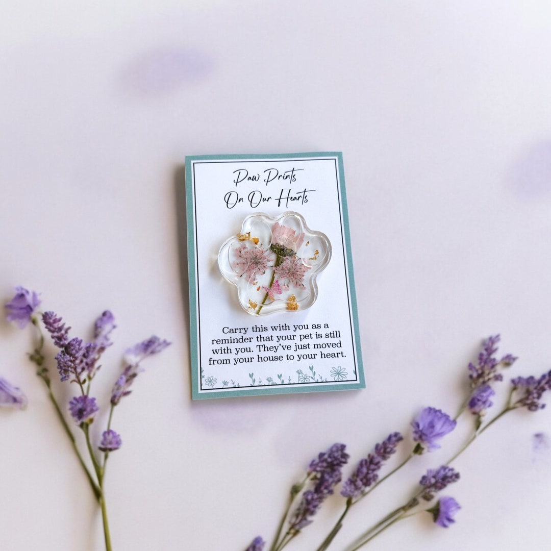 Pet Loss Token,grief Paw Prints on Heart Resin Gift, Custom Dog or Cat ...