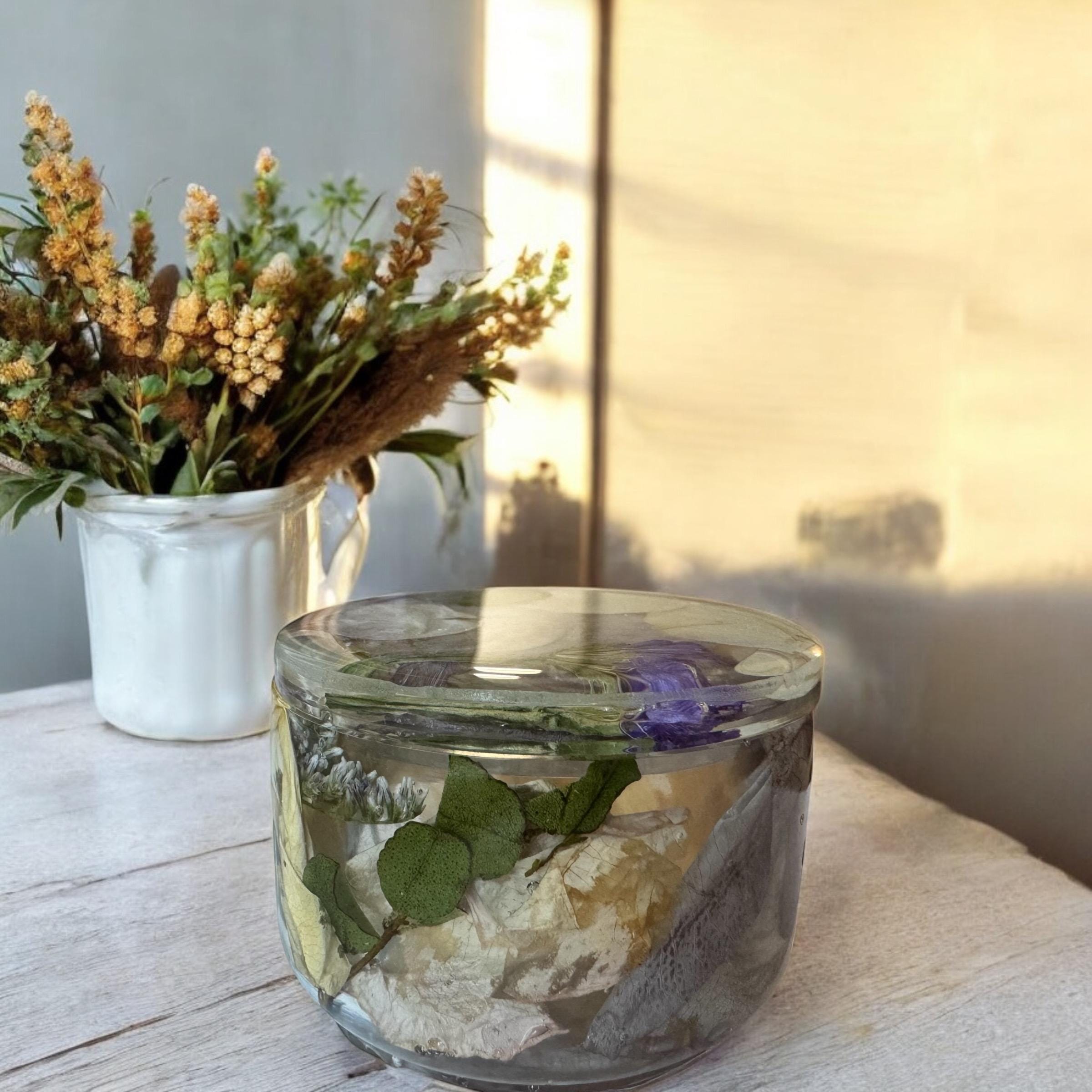 Custom Pressed Flower Resin Memorial Jar: Bereavement Gift, Funeral ...