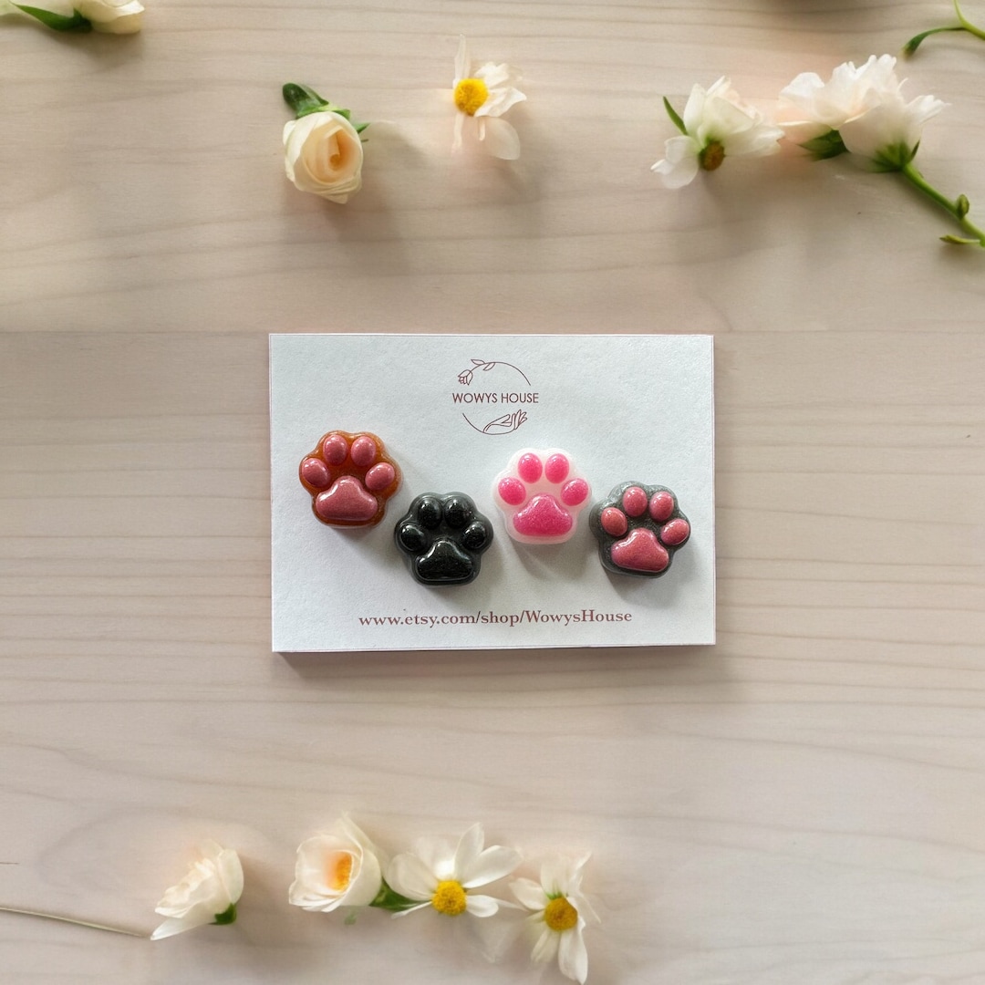 Mini Cat Paw Magnets, 4 Pack Paw Print Magnets, Custom Cat Toe Beans ...