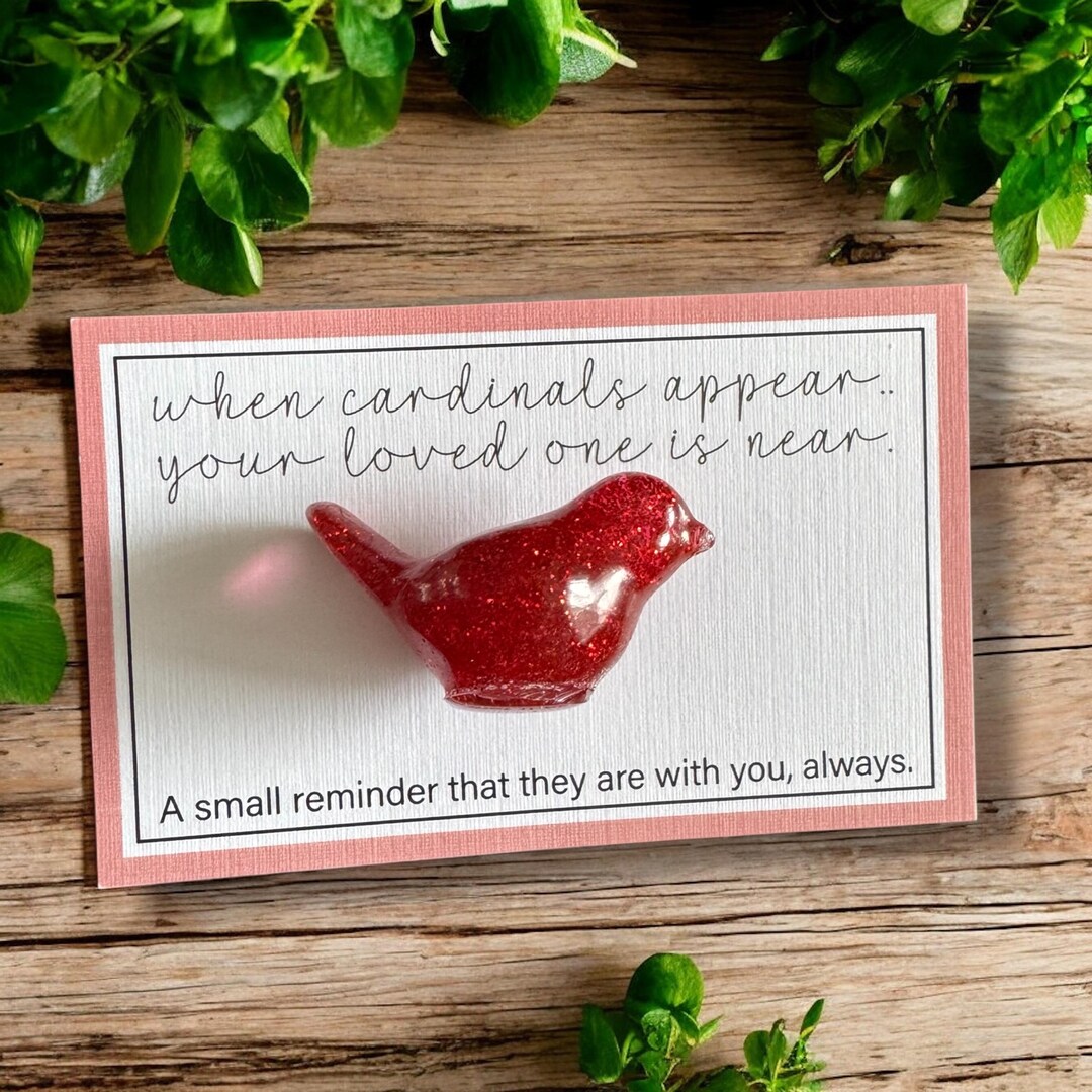 Cardinal Always Near Pocket Token, Glitter Red Cardinal Grief Gift ...