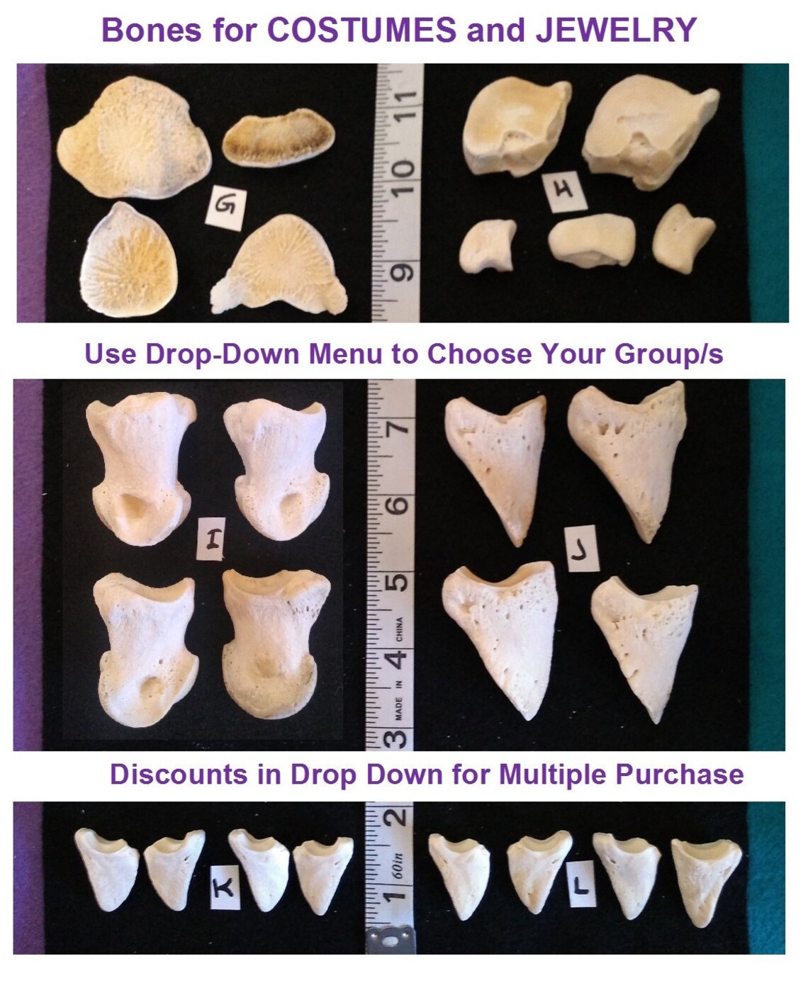 For COSTUME or Jewelry-Making Real Bones. Halloween/Cosplay | Etsy