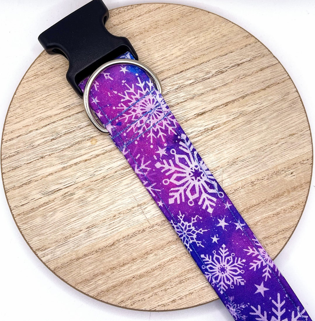 Dog Collar/ Blue and Purple Ombre Snowflake Dog Collar/ Winter Dog ...