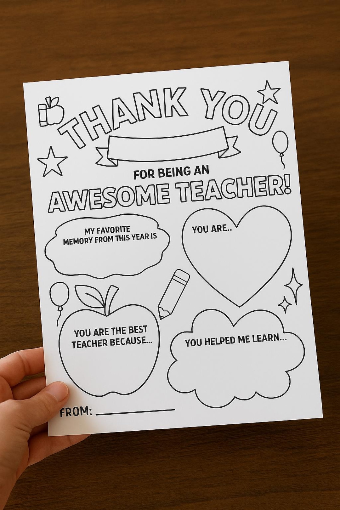 Printable Teacher Thank You Coloring Page | End of Year Gift for ...