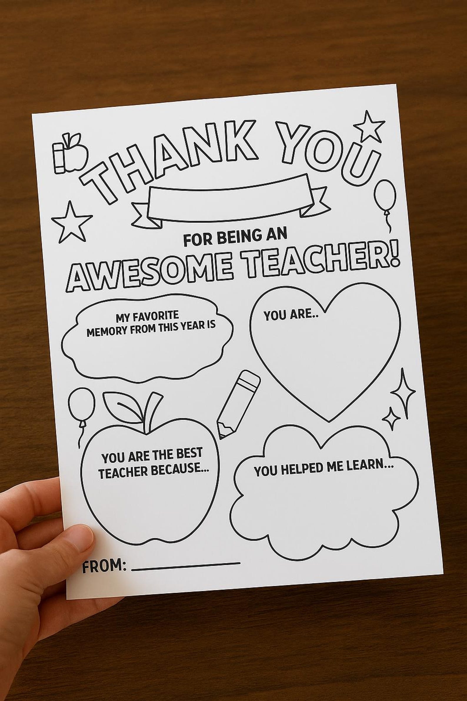 Printable Teacher Thank You Coloring Page | End of Year Gift for ...