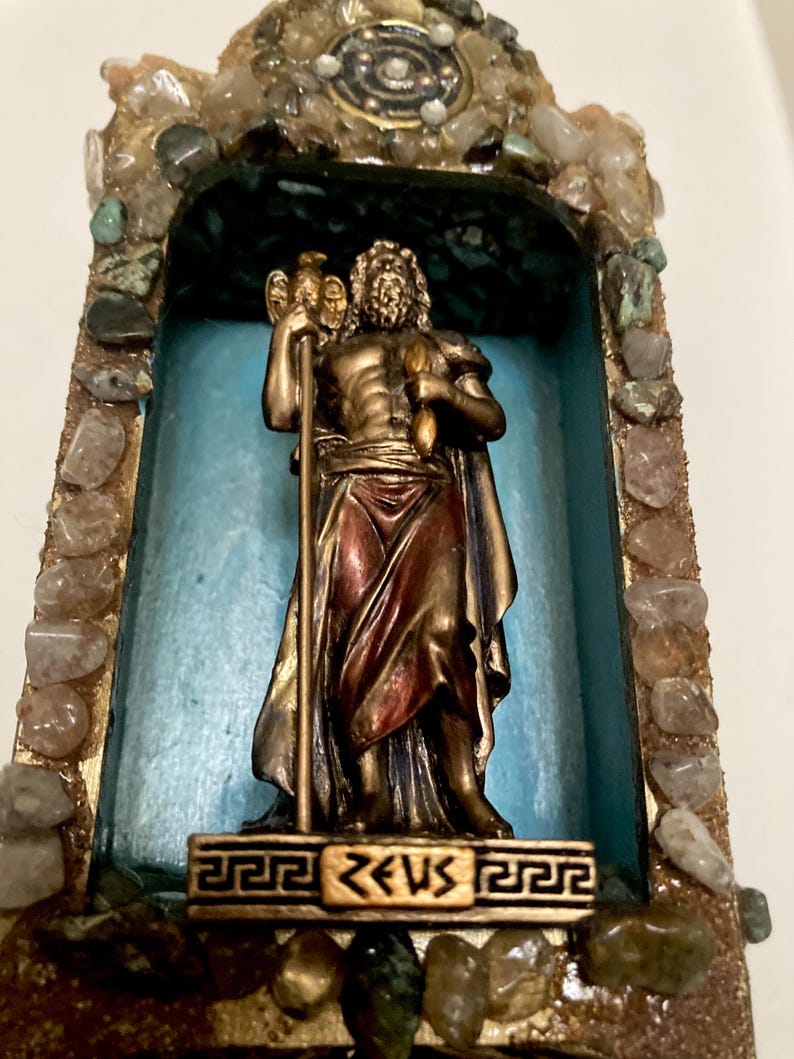 ZEUS Decorated Shrine Box Wall Altar Decor Hellenic Mythology - Etsy