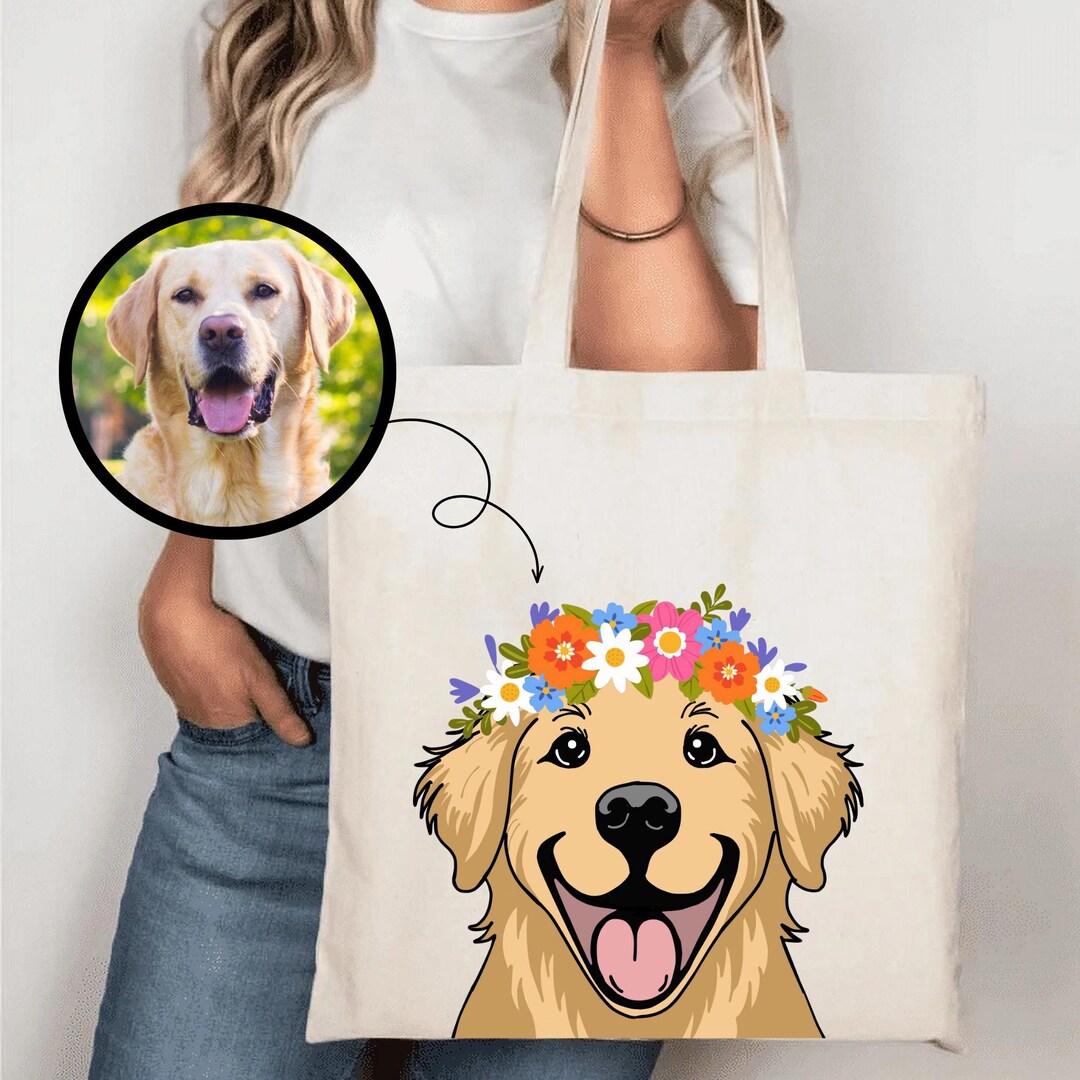 Custom Pet Tote Bag, Custom Dog Tote Bag, Custom Cat Tote Bag, Canvas ...