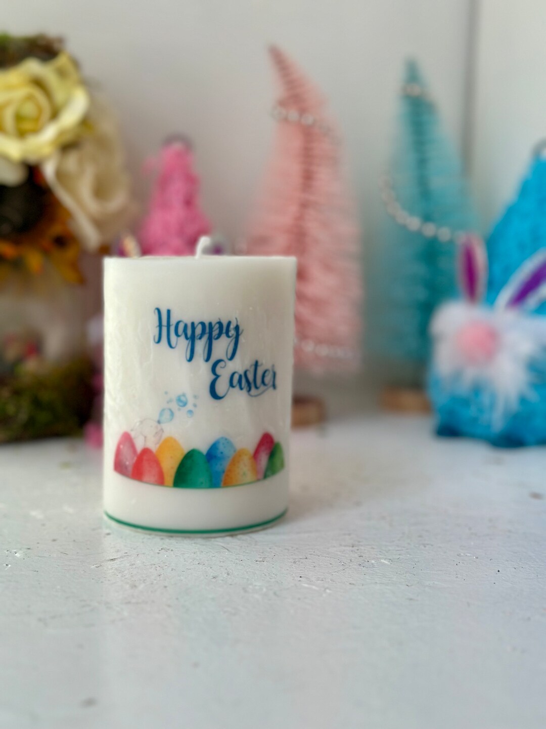 Handmade Gifts Happy Easter Easter Eggs Bunny Short Decorative Candle ...