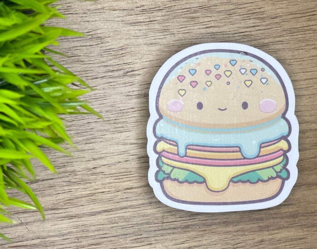 Kawaii Hamburger Sticker, Food Sticker, Cute Sticker, Burger Sticker ...