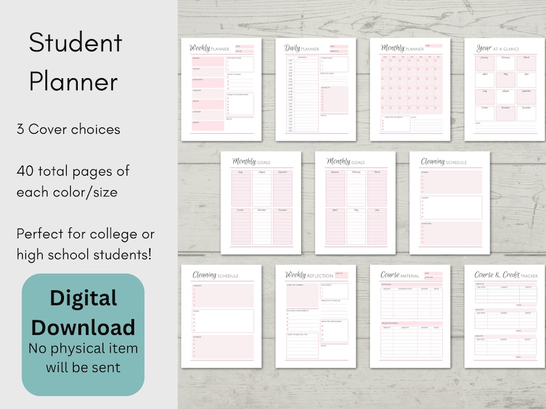 Printable Student Planner, Printable Academic Planner, College Student ...