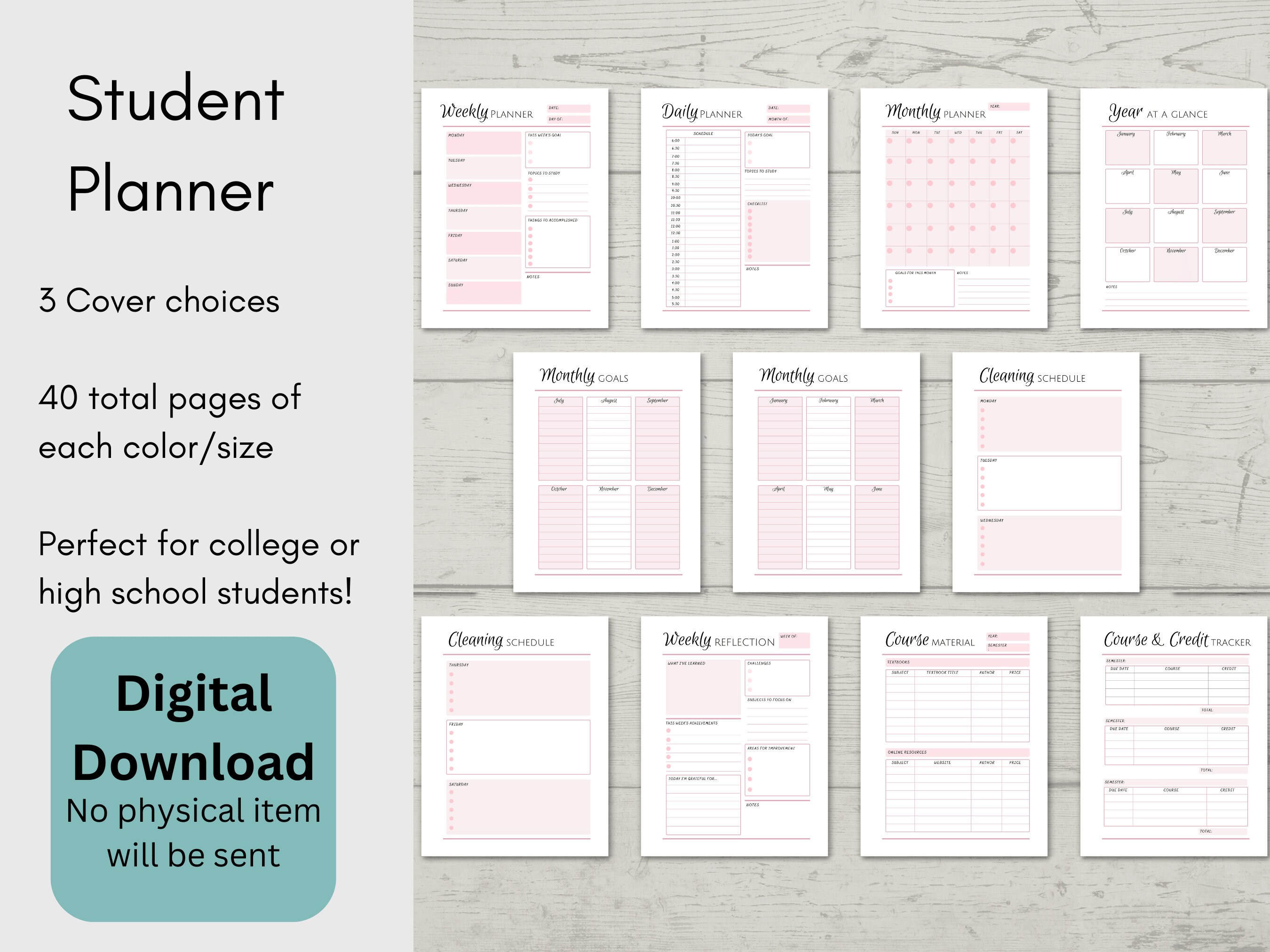 Printable Student Planner, Printable Academic Planner, College Student ...