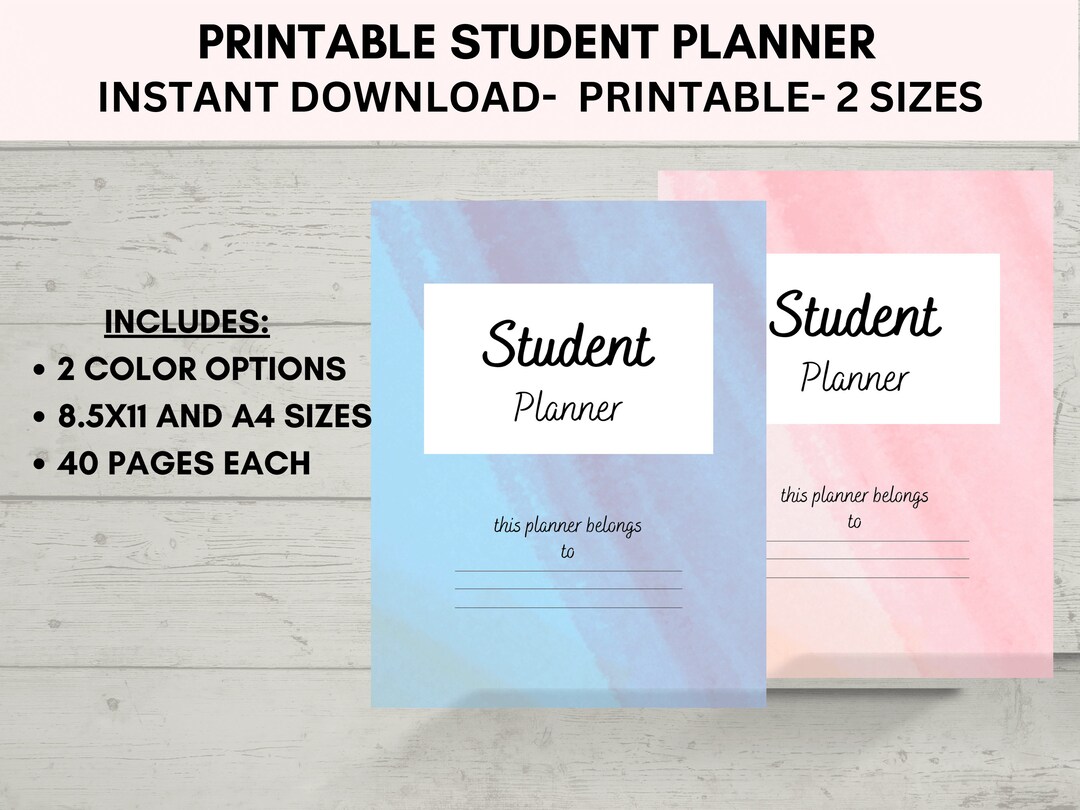 Printable Student Planner, Printable Academic Planner, College Student ...