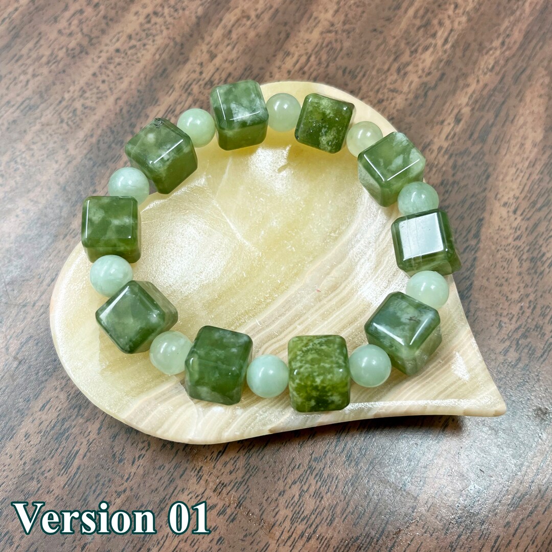 9-10MM Serpentine Jade Matcha Green Bracelet - Grade AAA - Genuine ...
