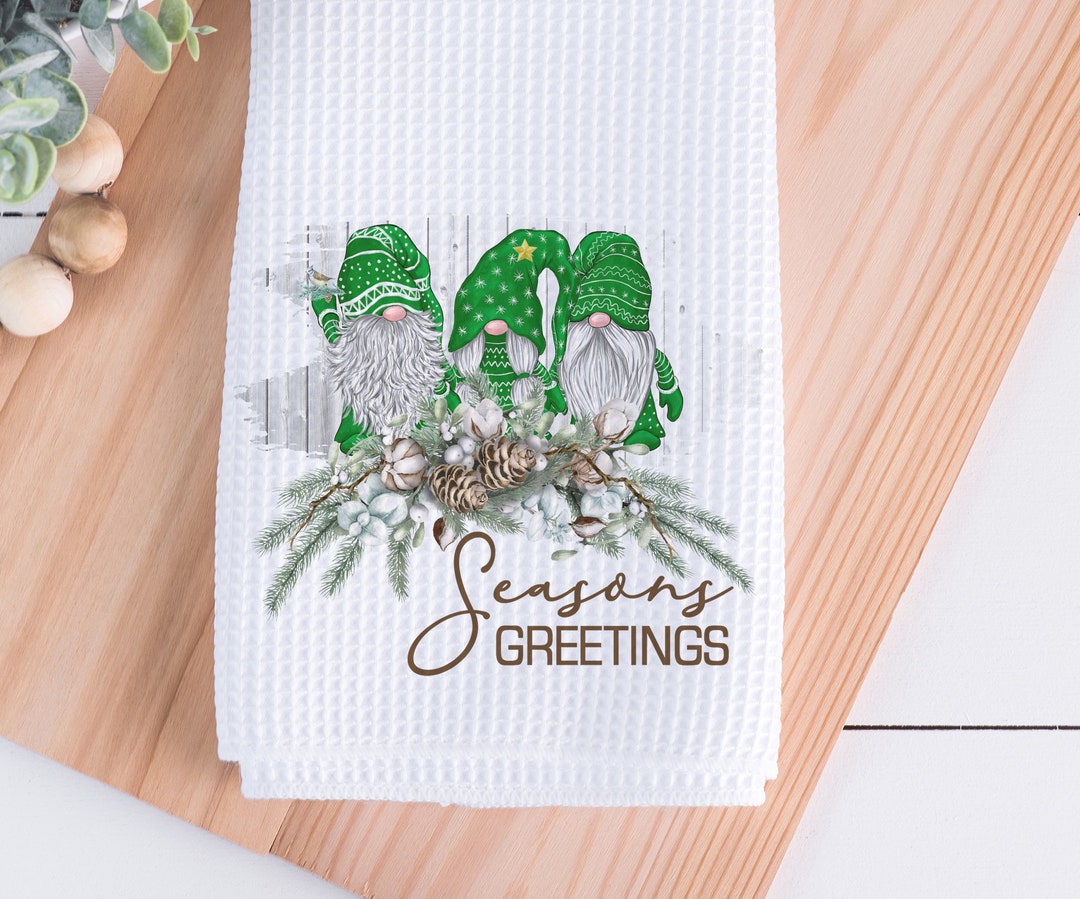 Christmas Gnomes Tea Towel 16x24", Gnome Tier Tray, Gnome Tea Towel, Farmhouse Christmas ...