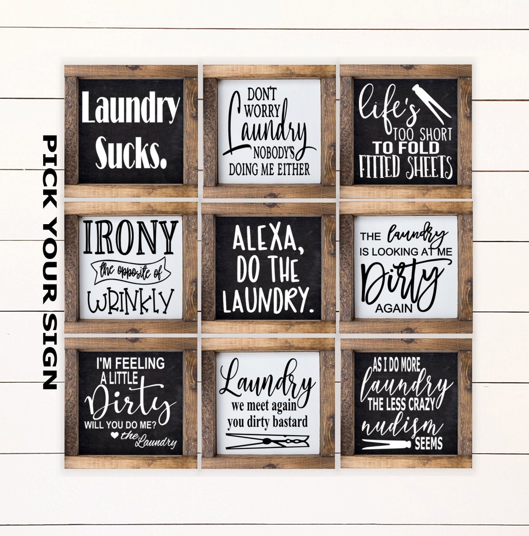 Funny Laundry Room Mini Collection 6"x6" Farmhouse Style Shelf Sign ...