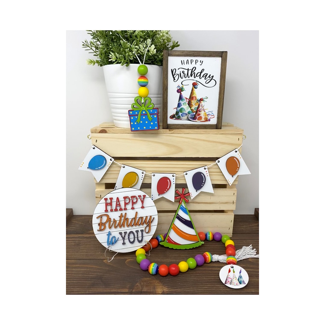 Happy Birthday Farmhouse Tiered Tray Decor, Birthday Decorations ...
