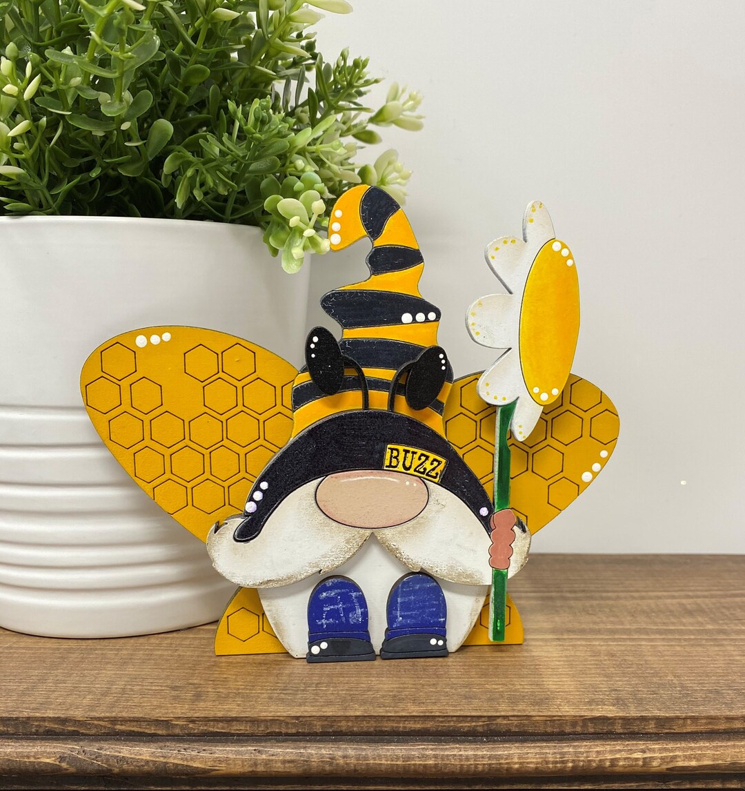 Bumble Bee Honey Wood Gnome Shelf Sitter or Tier Tray Decor, Bee Decor ...