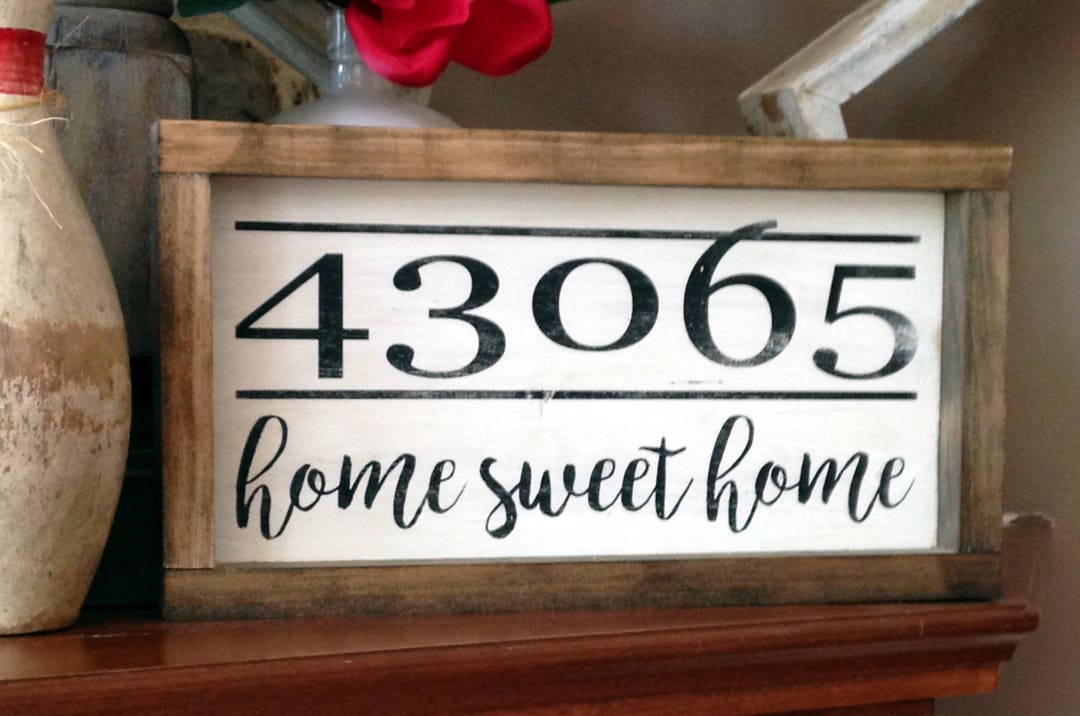 Zip Code Custom Home Farmhouse Style Framed Sign 7.5"x13.5". Painted ...