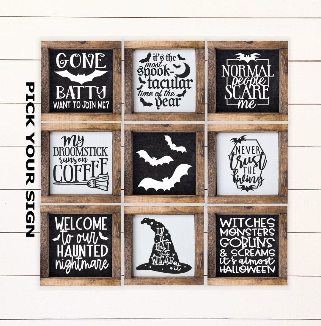 Halloween Mini Sign Collection 6"x6" Farmhouse Tiered Tray Sign. Tiered ...