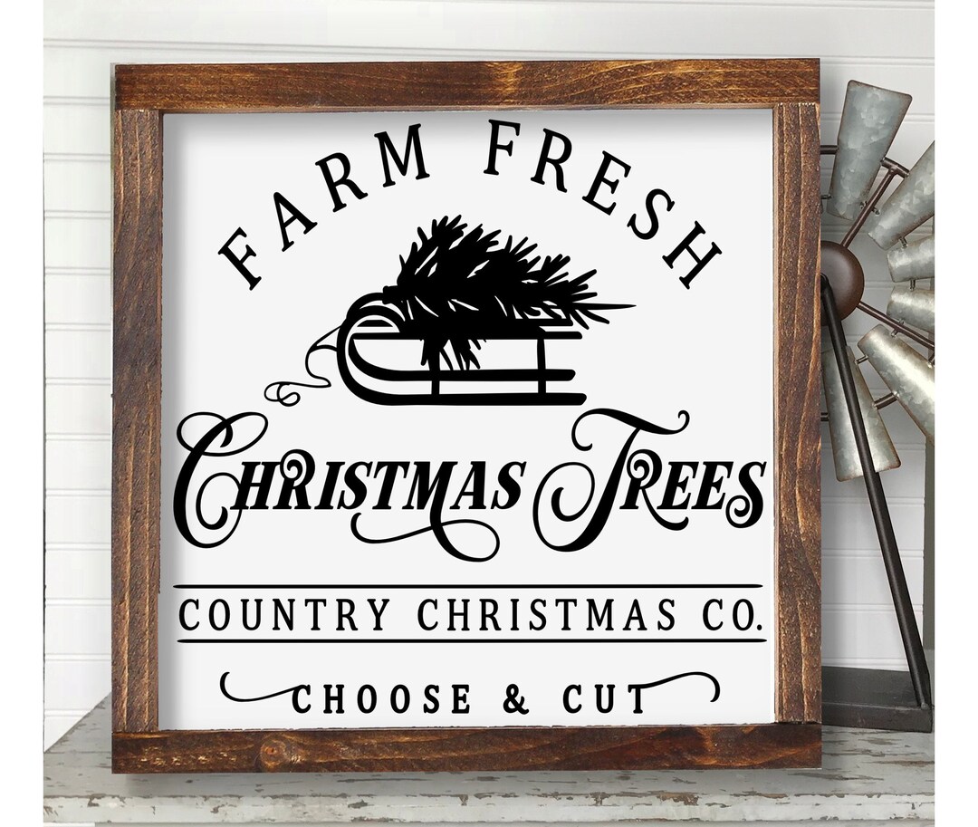 Farm Fresh Christmas Trees Farmhouse Style Sign 19.5"x19.5". Farmhouse ...