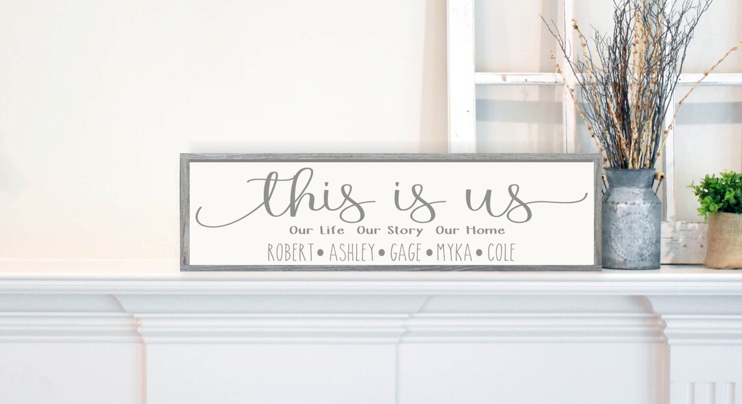 PERSONALIZED This is Us Farmhouse Painted Framed Wood Sign 36"x9.5 ...